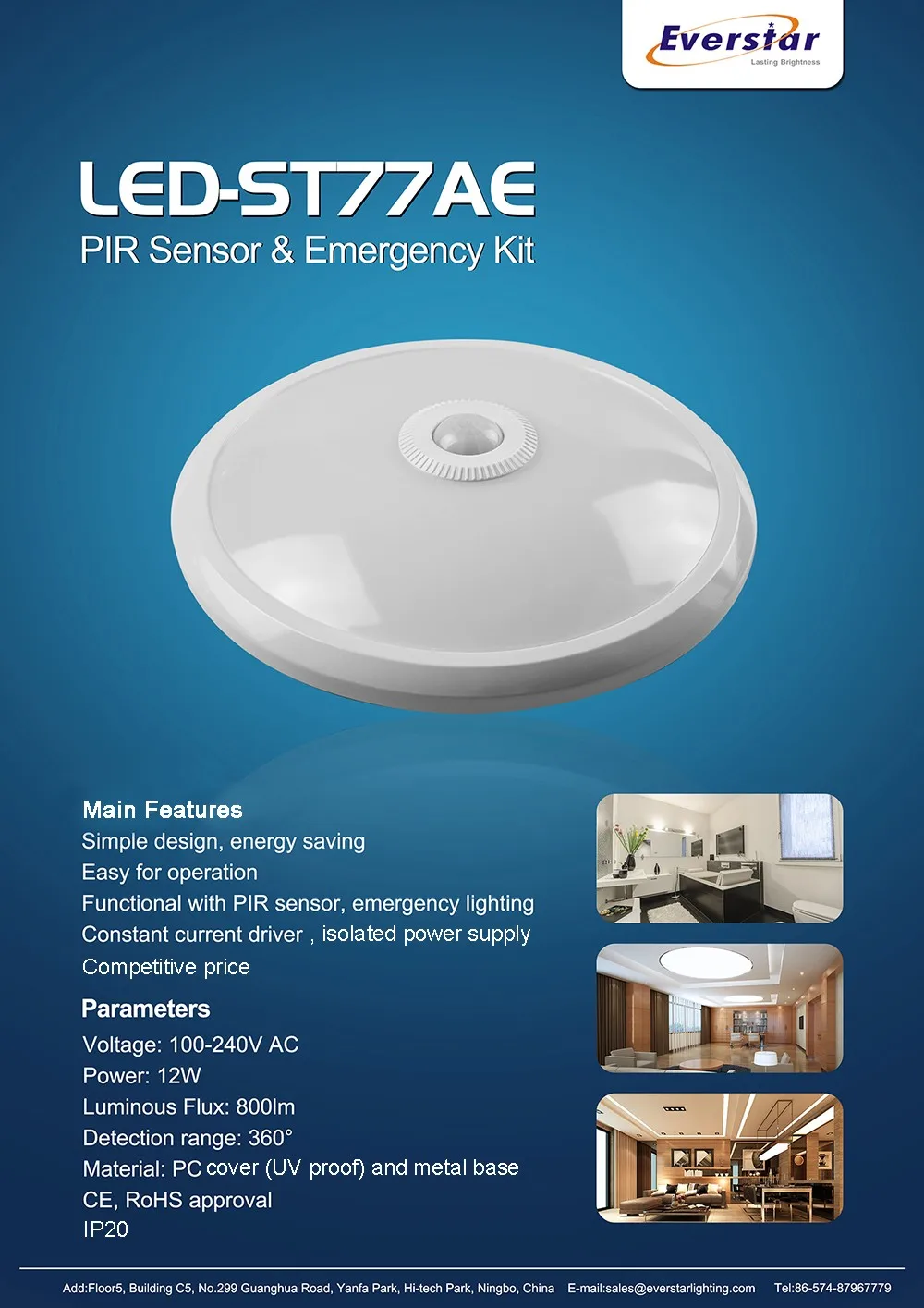Tuv Ce/rohs/cb Pir Sensor And Emergency Led Ceiling Light Classic ...