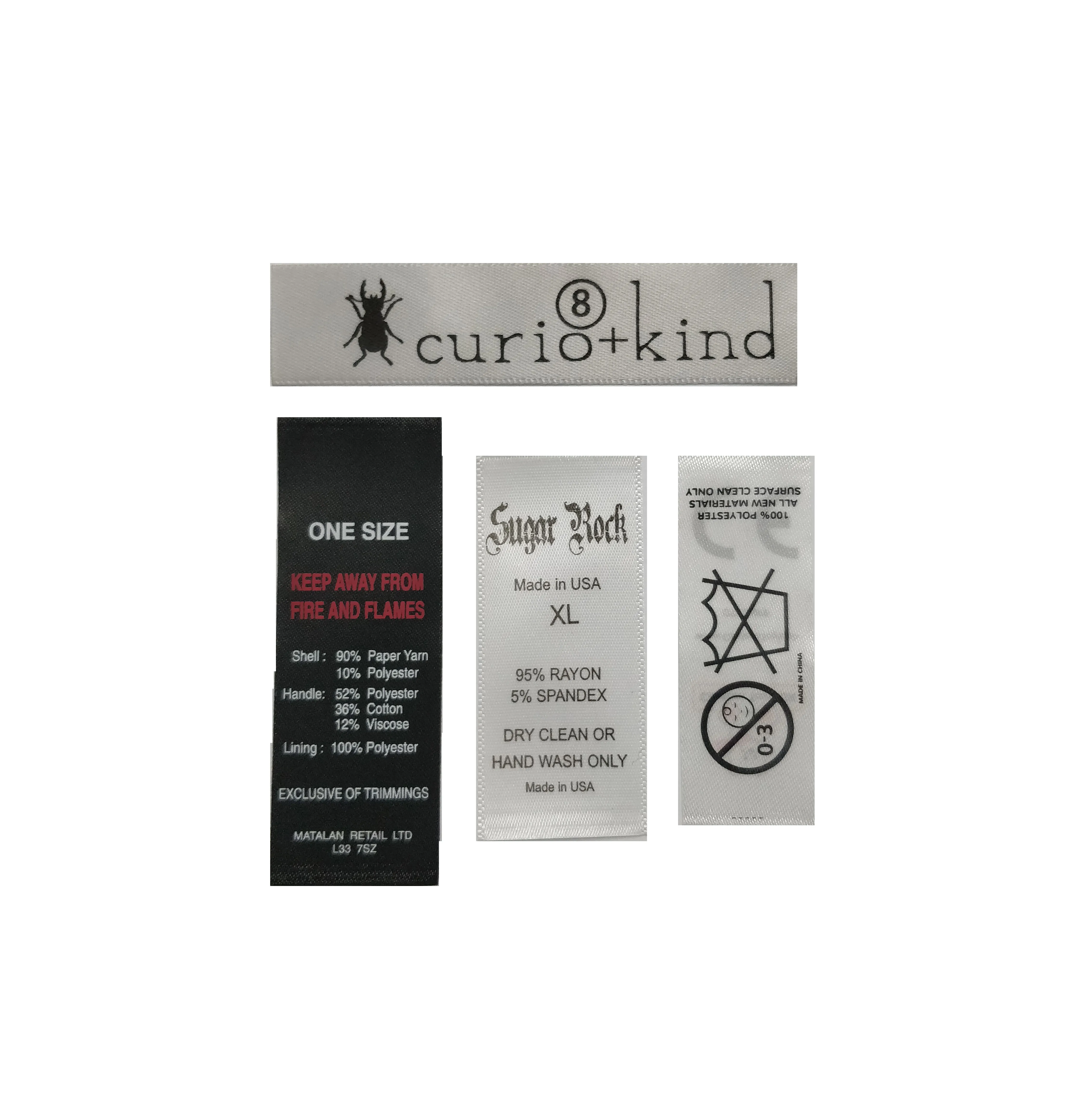 Satin Loop Centerfold Care Label - Eco-Friendly & Versatile