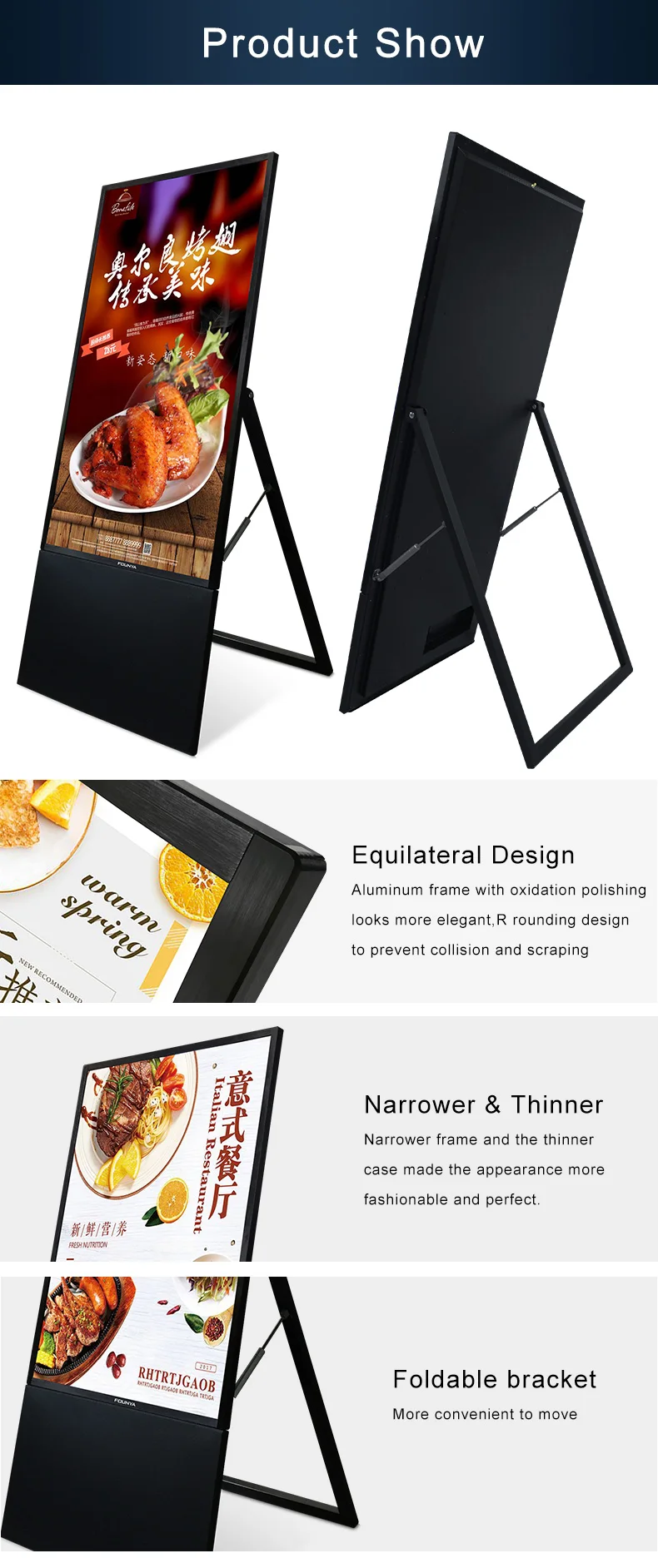 Digital Signage Display Restaurant - FOUNYA Freestanding Menu Board