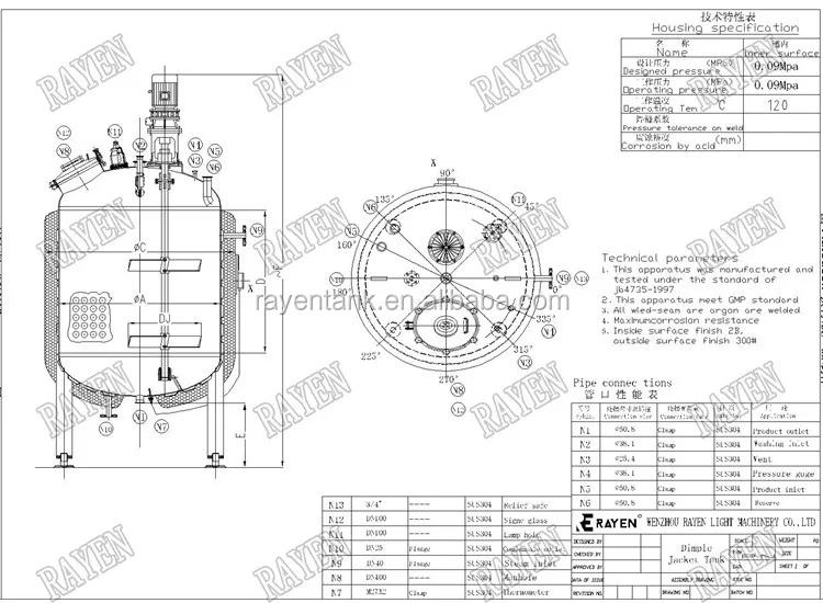 Stainless Steel Steam Jacket Tank Heated And Cooling Double Jacketed ...