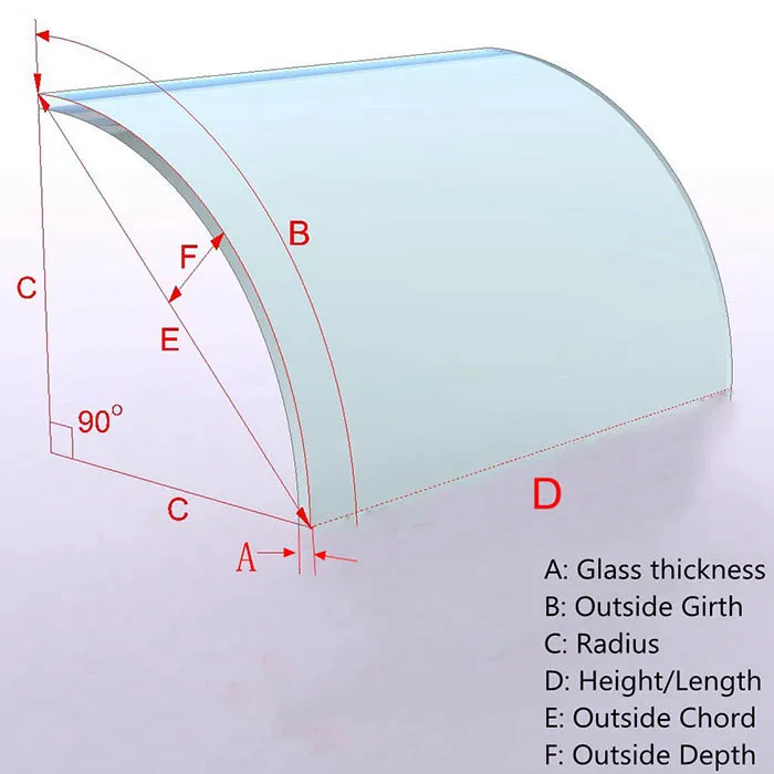 22mm Curved Temper Glass Clear Curved Toughened Glass For Building ...