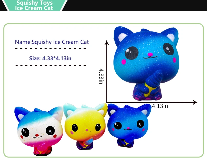 1 Set Of 3 Different Toys Pu Foam Jumbo Cute Cat Squishy Hot Selling ...