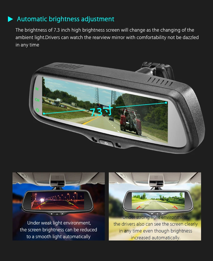 Safety Premium Full Screen 7.2 Inch Smart Car Mirror With Oem Mounting ...