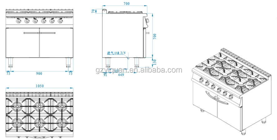 6 Burner Gas Range With Cabinet - Buy Chinese Gas Burner,Gas Cooker 6 ...