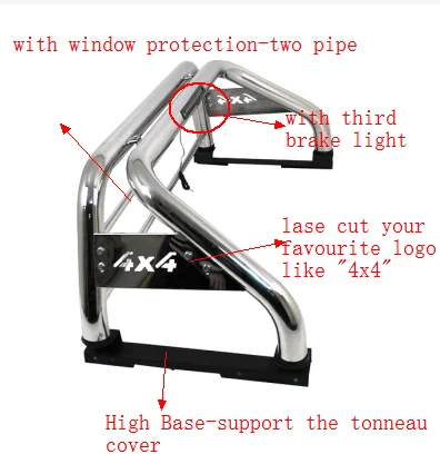 OEM Chrome Roll Bar 4X4 Sport Bar for Hilux D-max Triton Amarok Ranger ...