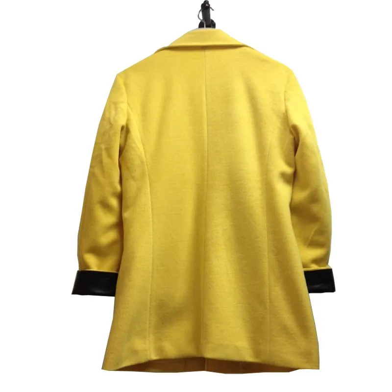 Yellow Latest Fancy Designer Pure Color Trench Overcoat Oem Winter Long ...
