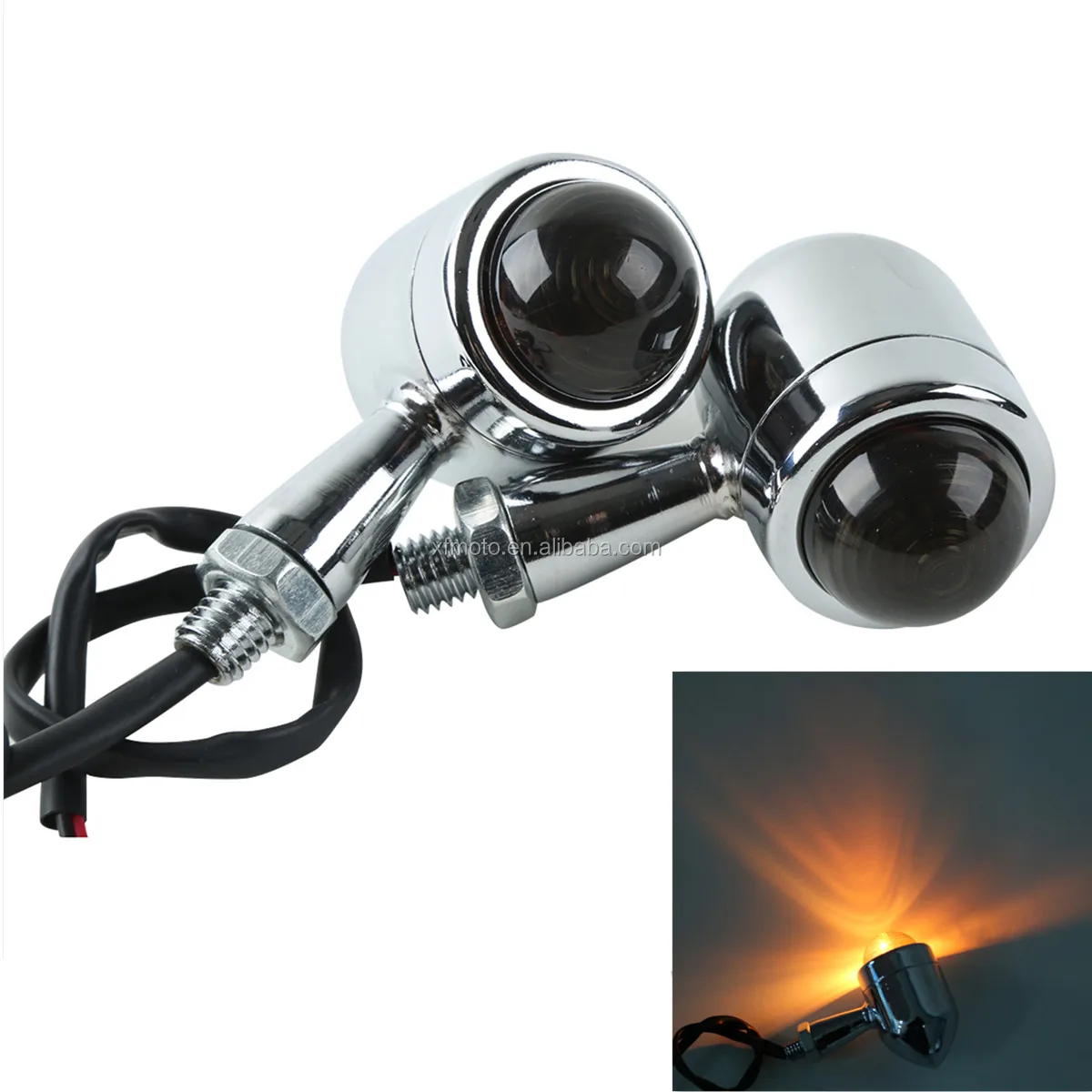 Black Abs Lens Chrome Motorcycle Turn Signal Light For Chopper Bobber ...