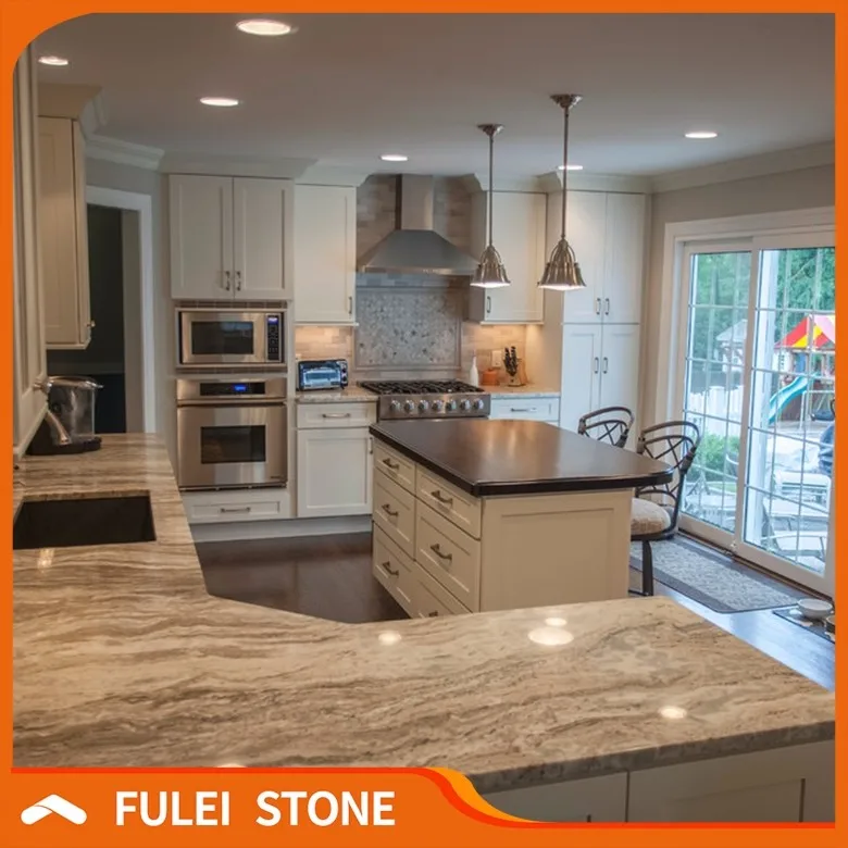 Pre Cut Indian Fantasy Brown Marble Granite Kitchen Countertops Lowes