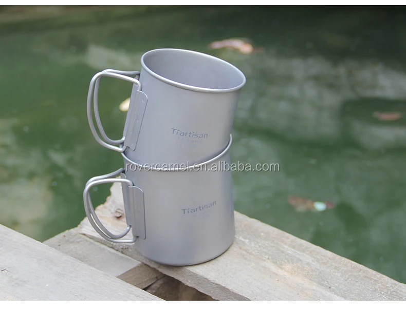 Camping Mug Folding Handle 300ml 400ml Titanium Mug Ultralight Outdoor ...