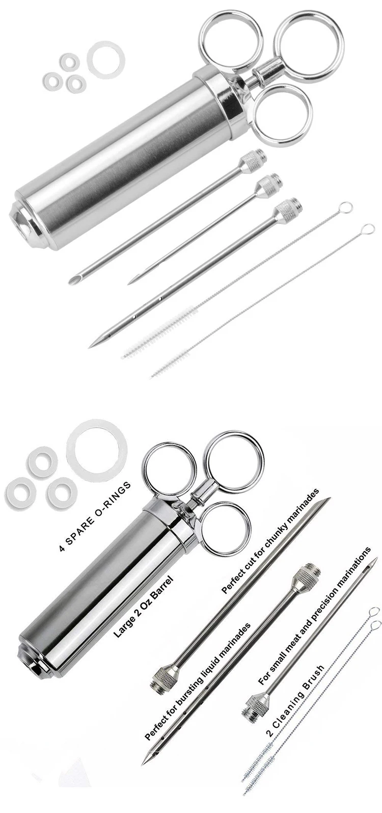 Professional Heavy Duty 304 Stainless Steel Meat Injector Syringe With ...