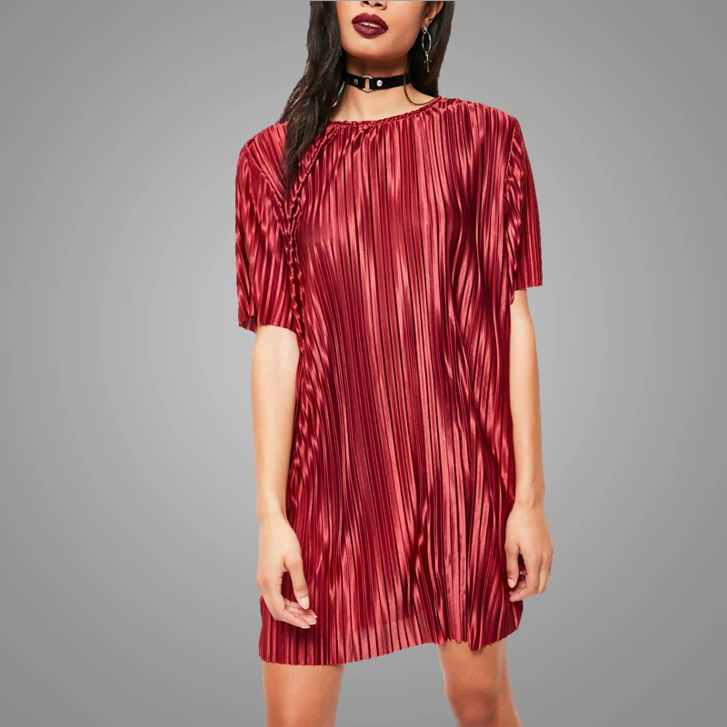 Summer One Piece Wine Red Slik Material T Shirt Dress Sweatshirt Sport ...
