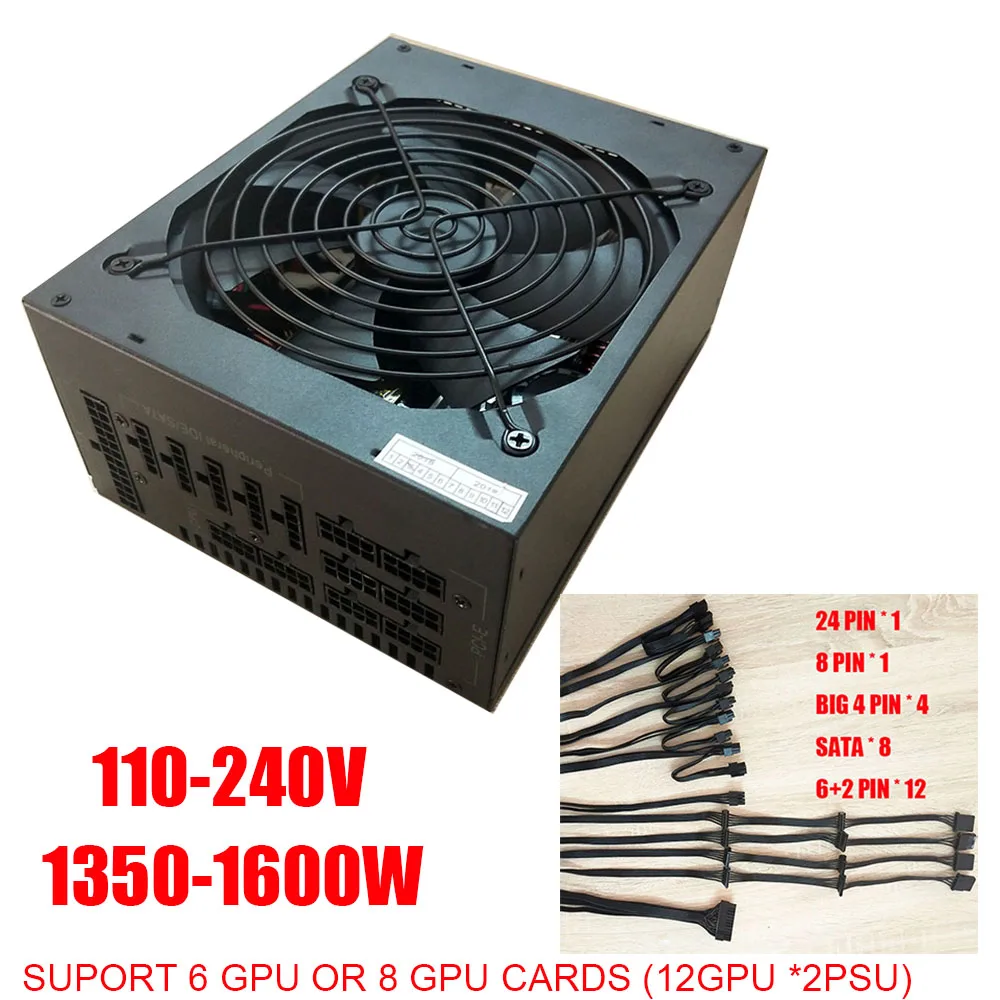 Power Supply 1600w Modular Psu 110v 120v 220v 240v Miner Eth Btc 6gpu ...