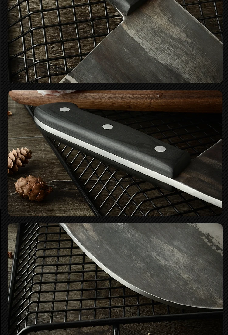 Qing Full Tang Knife Kitchen Professional Carbon Steel Powerful Heavy ...