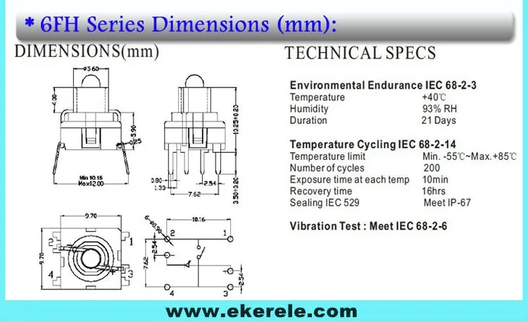 6FH 시리즈 IP67 방수 PCB 마운트 푸시 버튼 스위치| Alibaba.com