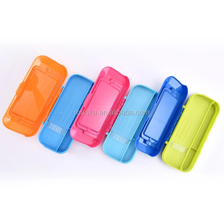 Fancy Pencil Box - Double Open Plastic Case for Kids