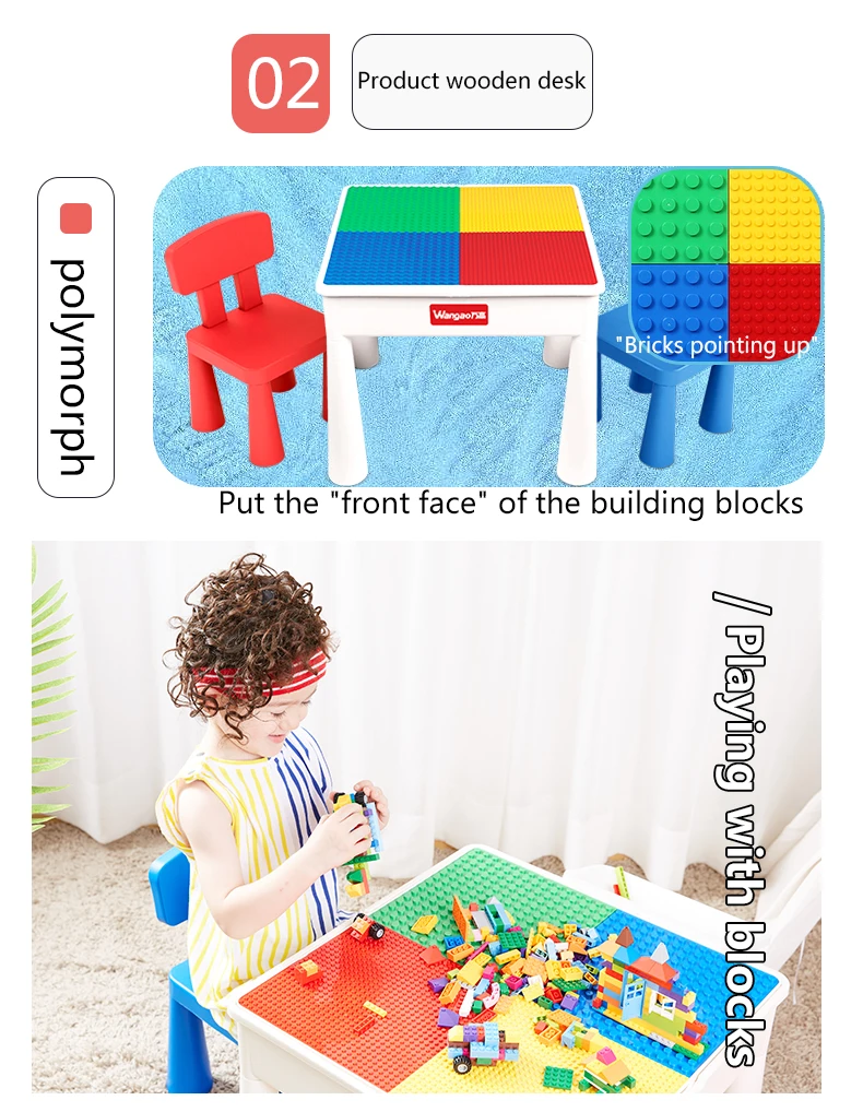 New Design Kids Learning Playing Plastic Toy Building Blocks Table With ...