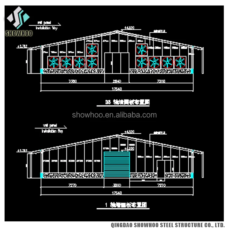 Commercial Chicken House Broiler Poultry Shed Design