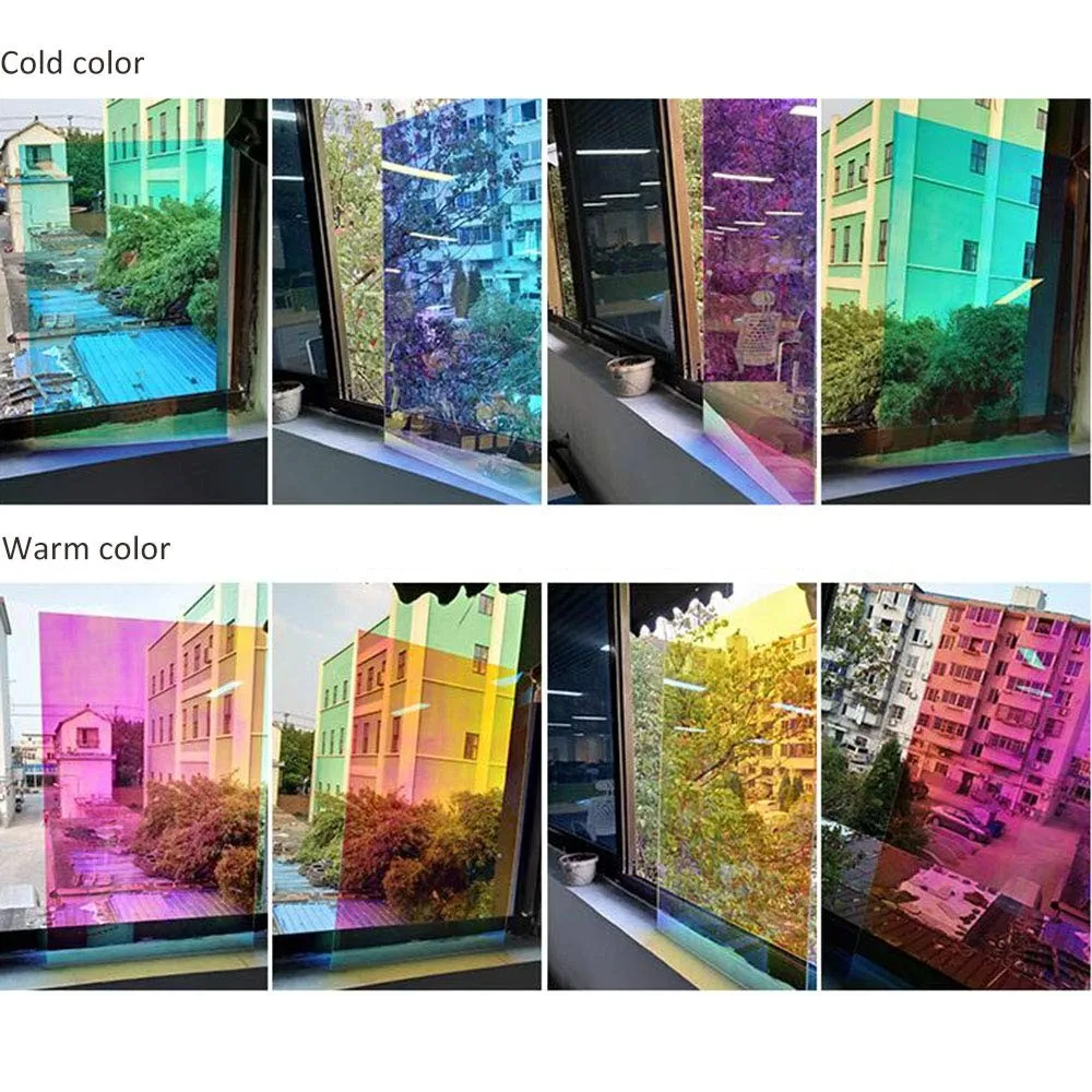 Self Adhesive Durable Sun Control Glass Dichroic Iridescent Window Film ...