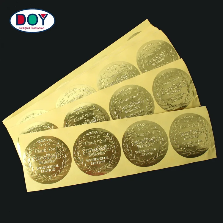 Gold Foil Paper Label Stickers Low Moq High Quality Custom Name Logo ...