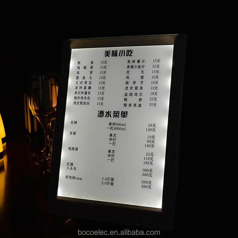 Abs Case Acrylic Led Menu,Led Display Menu,Led Restaurant Menu - Buy ...