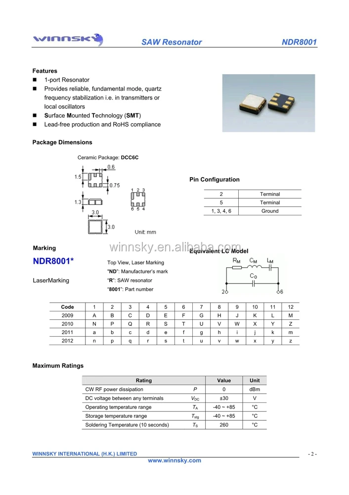 WINNSKY 868.3mhz SAW Resonator - Precision for Remote Control