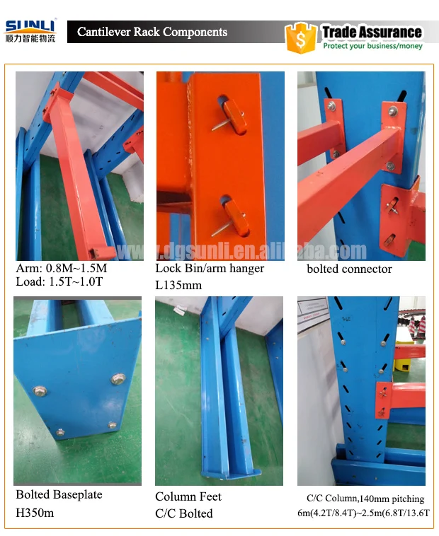 Heavy Duty Multi-Level Steel Cantilever Rack Powder Coated Medium Duty ...