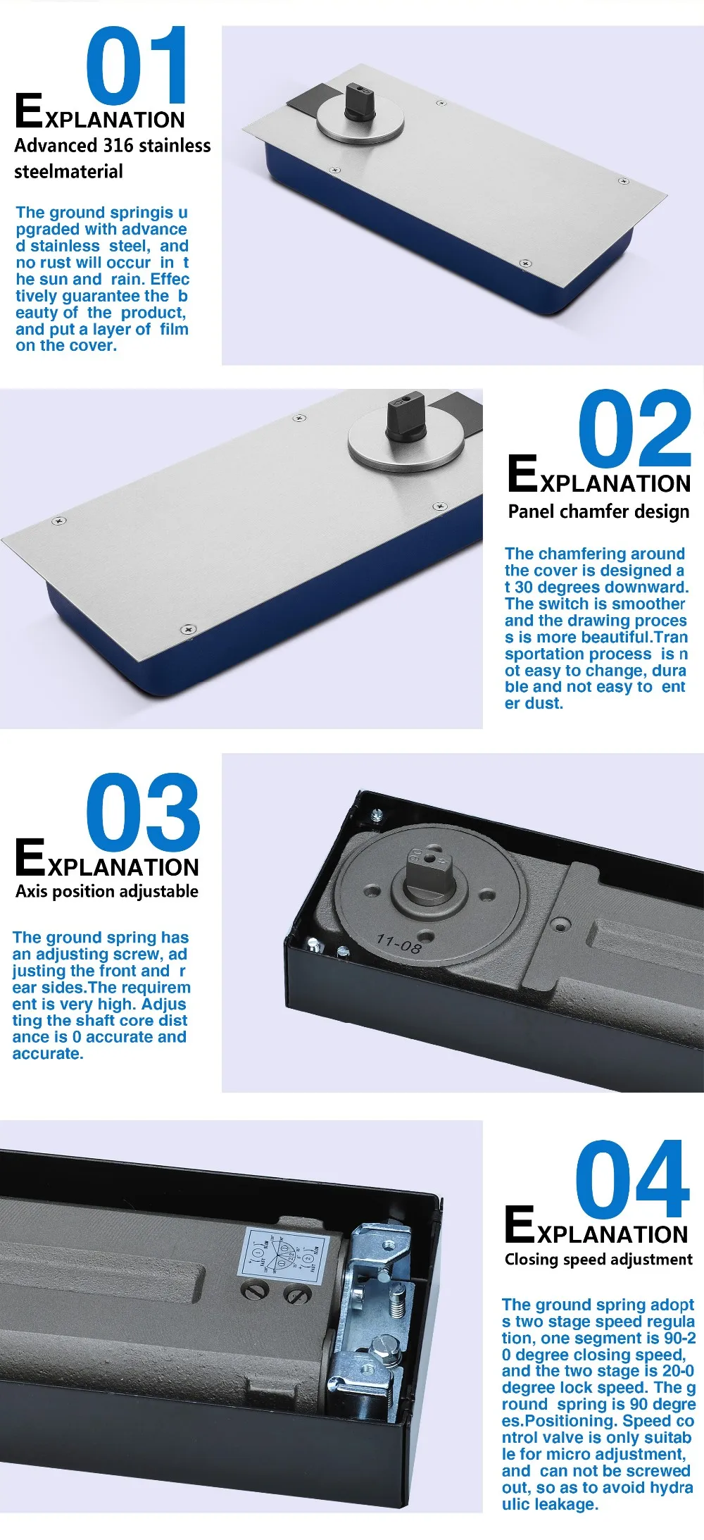 Hydraulic Hinge Spring Floor Pivot - Heavy Duty Door Closer