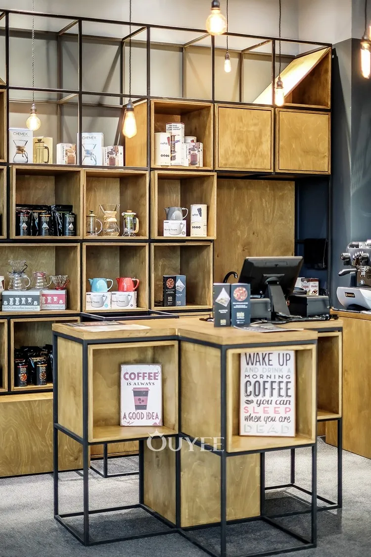 Wall Unit Coffee Retail Shop Design Display Furniture Cabinet Retail ...