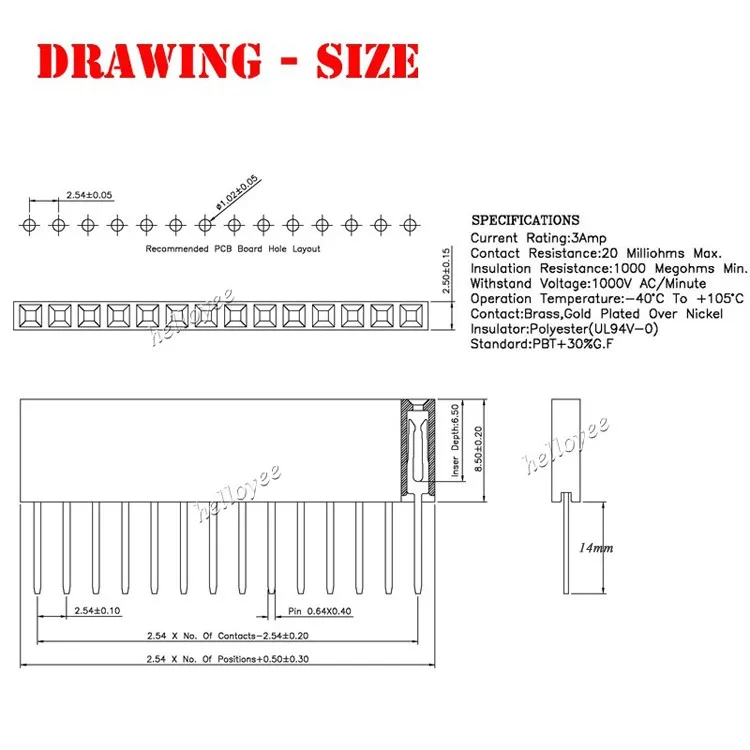 New Size 8.5/0.0/14mm Shield Stacking Header For Mega For Arduino R3 ...