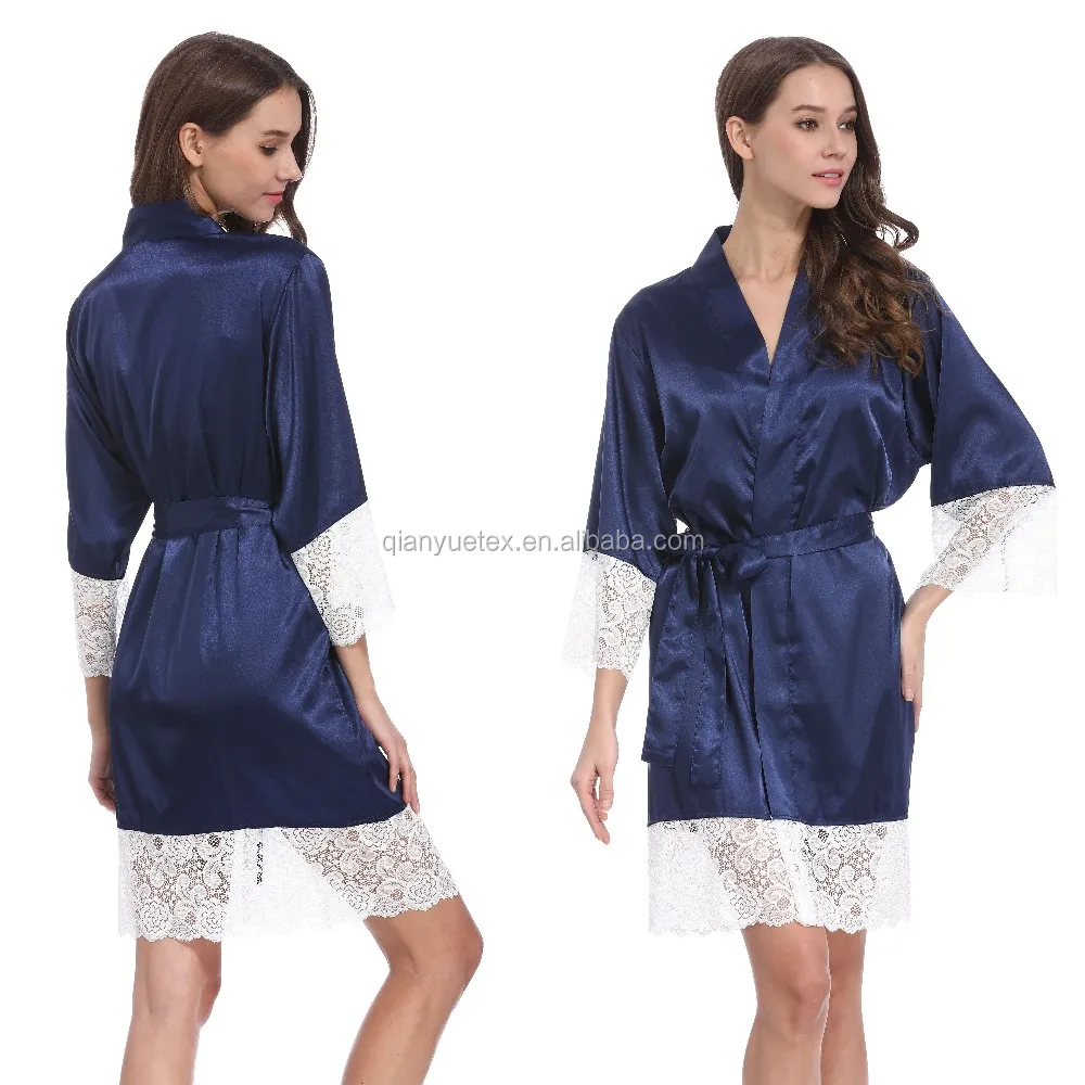 Ladies Sexy Nightwear Hot Satin Lace Robe - Buy Satin Lace Robe,Ladies ...