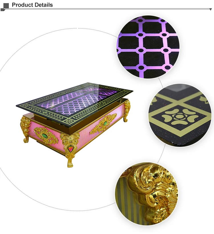Stainless Steel Frame Tempered Glass Top Ktv Cocktail Table Gold