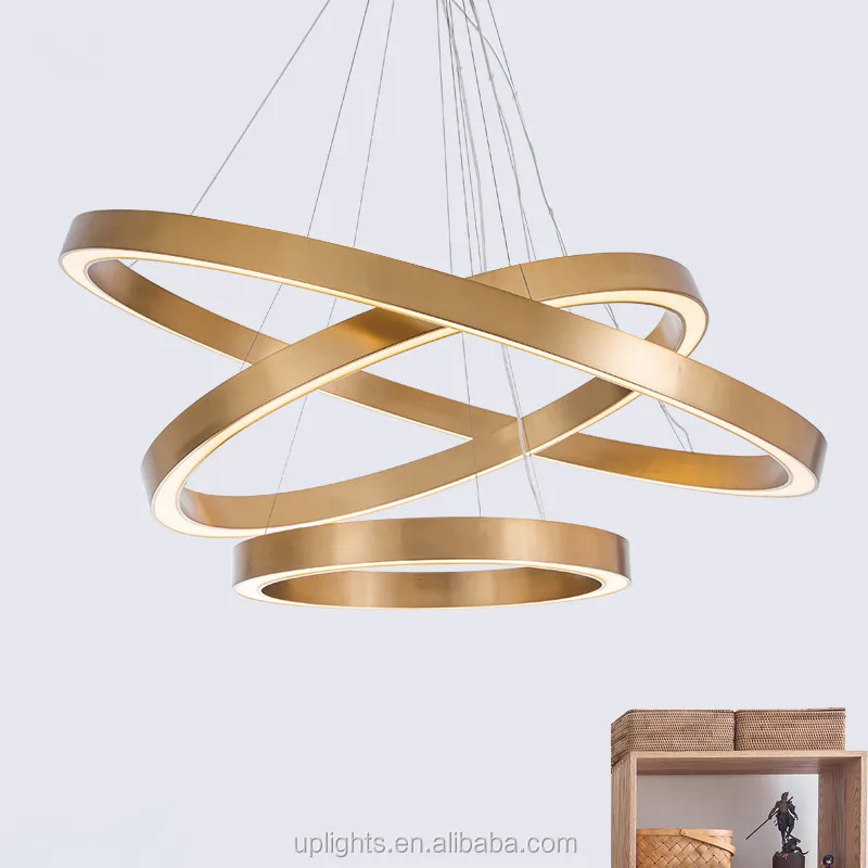 Large Rings Led Pendant Lights Gold Hanging Lamp For Restaurant Pendant ...