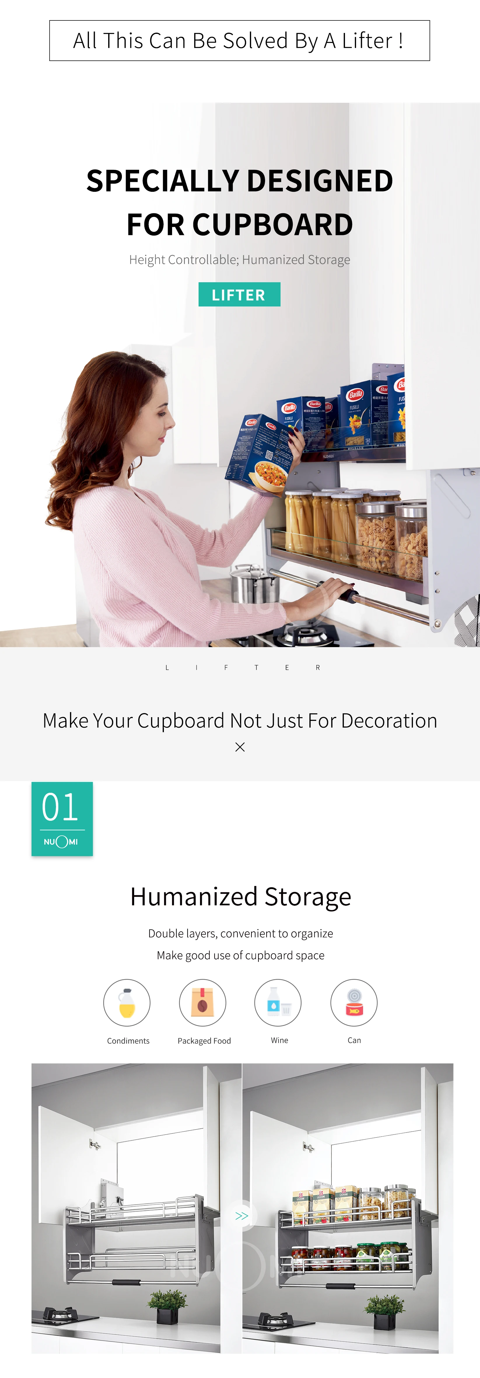 NUOMI Kitchen Cabinet Baskets - Versatile Storage Solutions