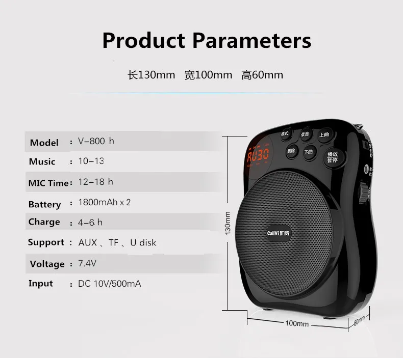 Callvi V800 Auriculares Micrófono Uhf Inalámbrico Portátil De Voz ...
