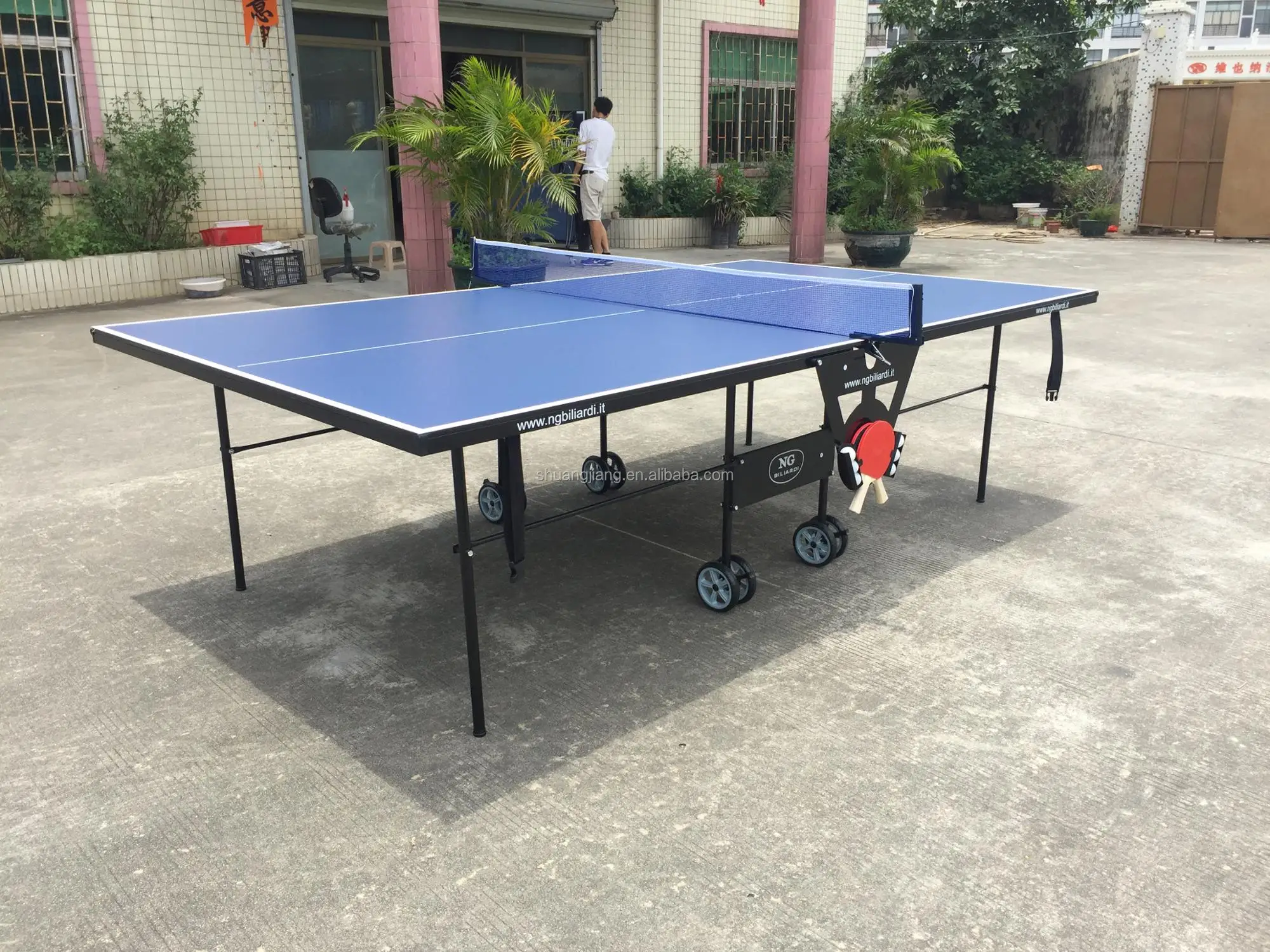 Double Folding Table Ping Pong,Pingpong Equipment With 4 Pcs Wheels ...