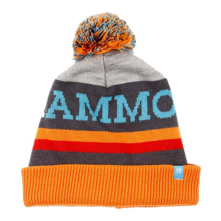 Custom Jacquard Pom Toque With Folded Label Warmly Knit Oversized ...