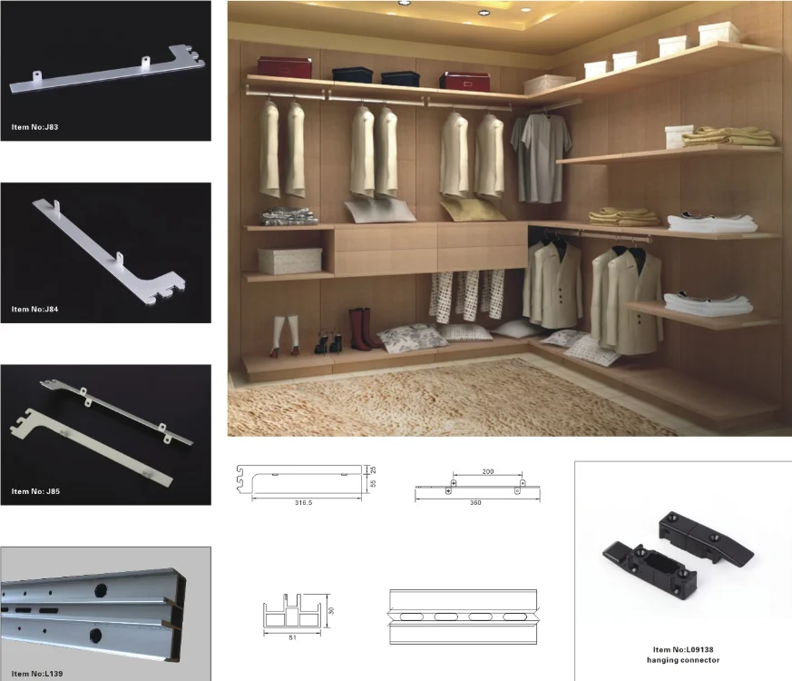 Foshan Modular Aluminum Pole System Wardrobe Aluminum Pole System ...