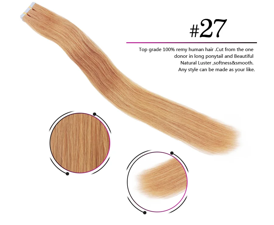Remy Tape Hair Extensions,Double Drawn Colorful Indian 100 Human Hair ...