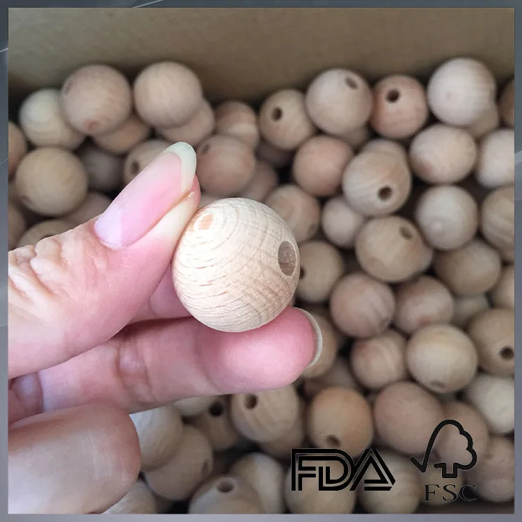 20mm Wooden Bead - Beech Wood Ball Custom Round Bead