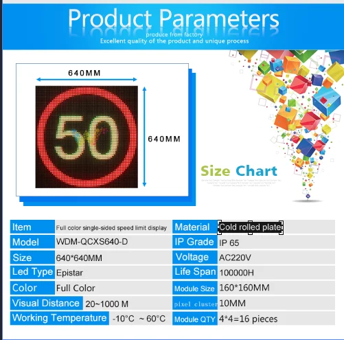 640mm Speed Variable Symbol - LED Road Security Indicator