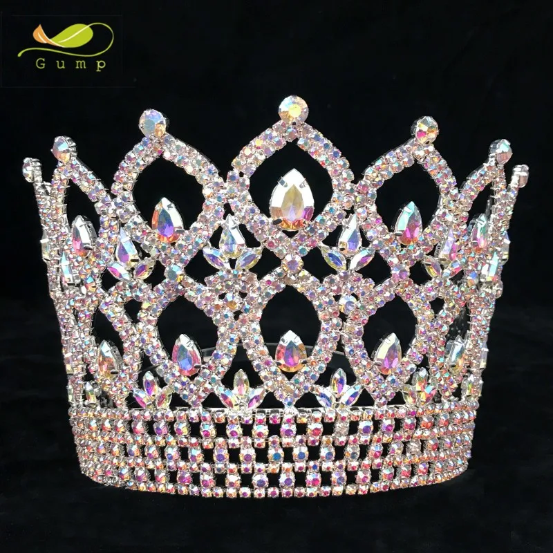 Ab Stones Crystal Big Crown Rhinestone Tall Pageant Tiara - Buy Ab ...