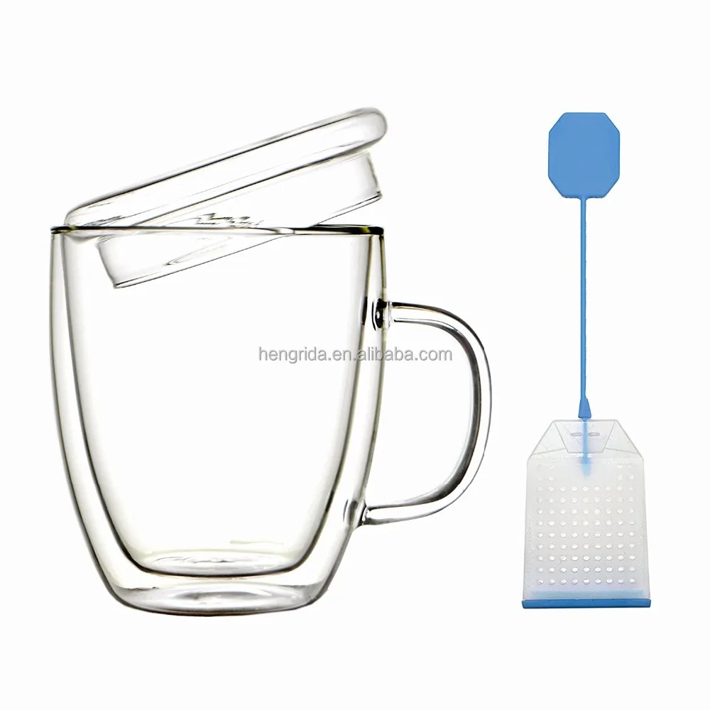 16oz Double Wall Cheap Glass Cup With Handle For Tea Coffee 450ml ...