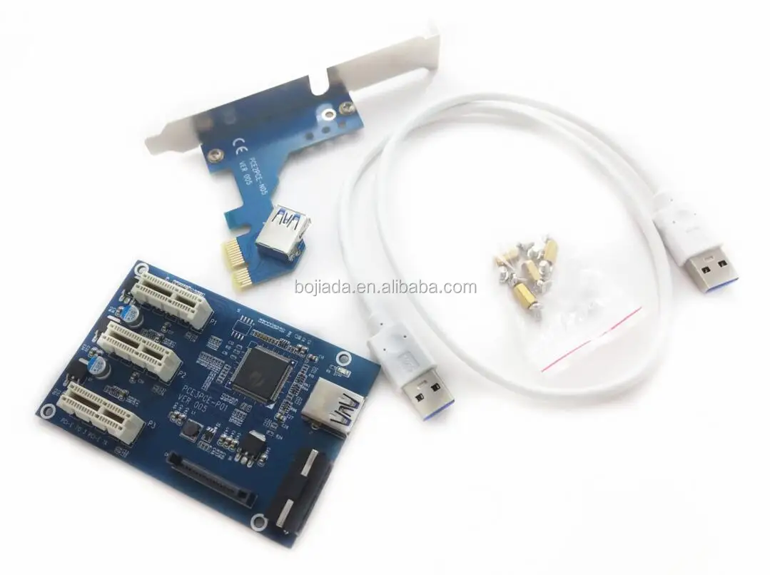 Pci Express X1 To 3 Pci-e 1x Slot Hub Expansion Adapter Card With One ...