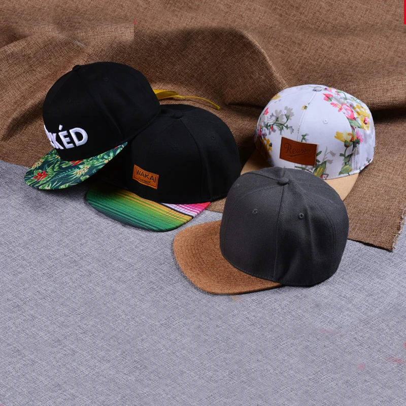 Custom No Logo Plain Blank Snapback Caps With Cork Flat Brim - Buy ...