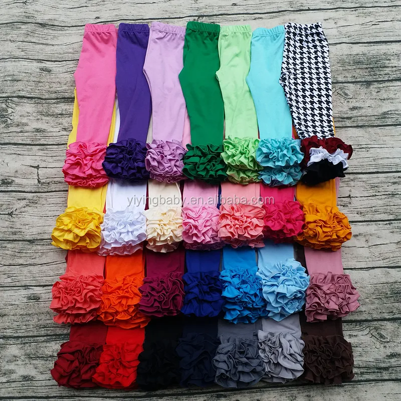 Baby Girls Boutique Triple Ruffle Pants Kids Solid Color Ruffle ...