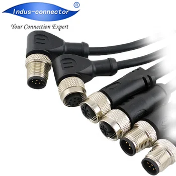 Electrical Moulded M12 Male 5 Pin Sensor Connector Fiber Optic Cable ...