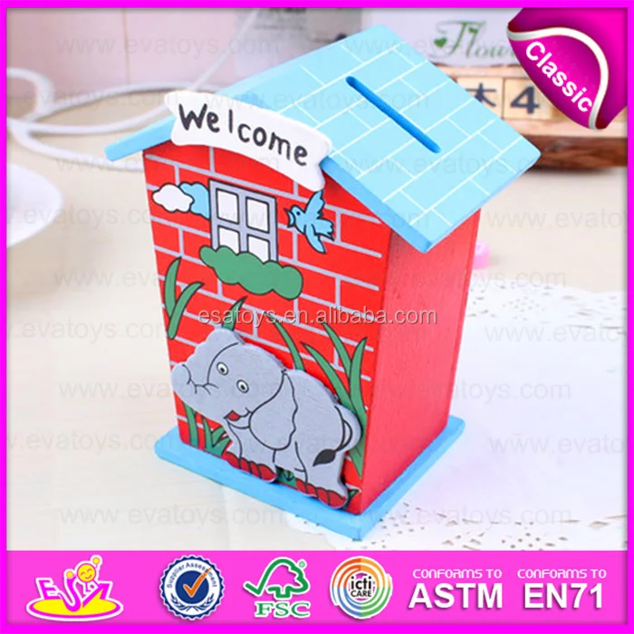 New Wooden Saving Box For Kids,Wooden Toy Money Saving Box For Children ...