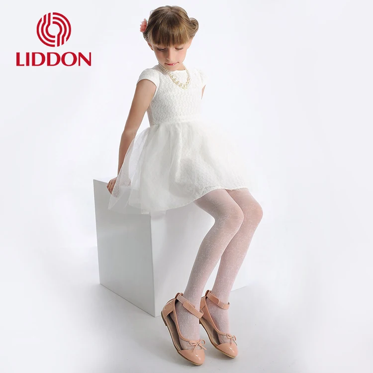 Girls Beautiful White Jacquard Ballet Dancing Silk Stockings Pantyhose ...