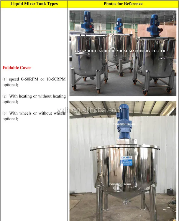 Stainless Steel Agitator Mixer Tank 500 Liter for Efficient Liquid ...
