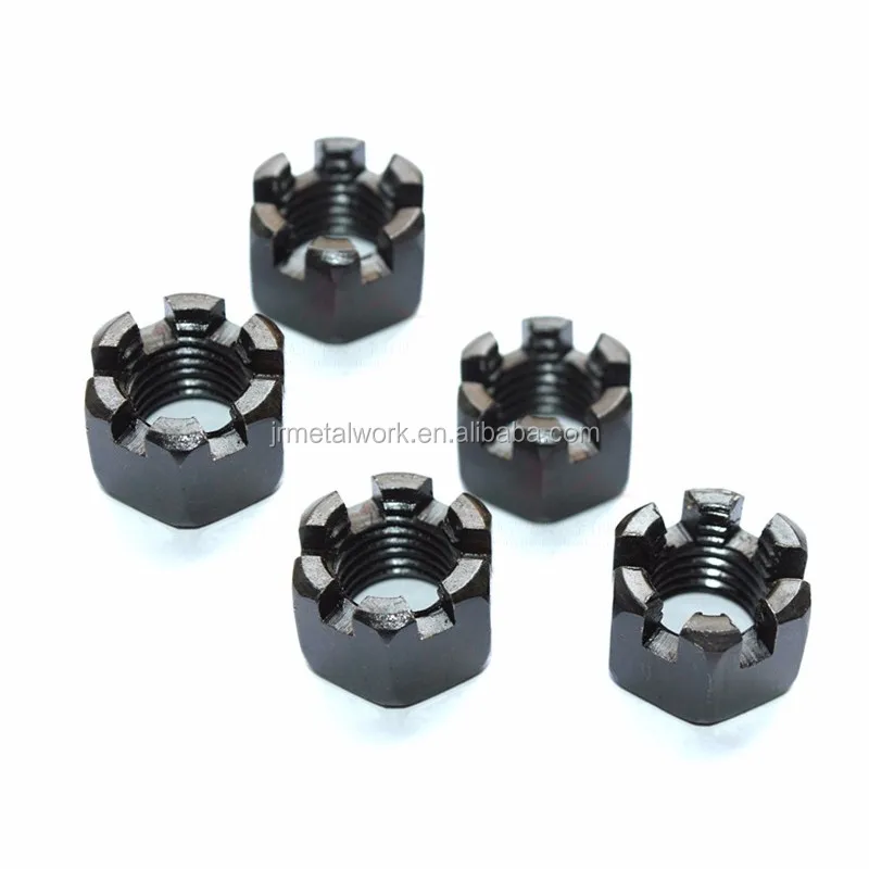 M10 M12 M24 Black Oxide Steel Slotted Hex Nuts Din935 - Buy Slotted Hex ...